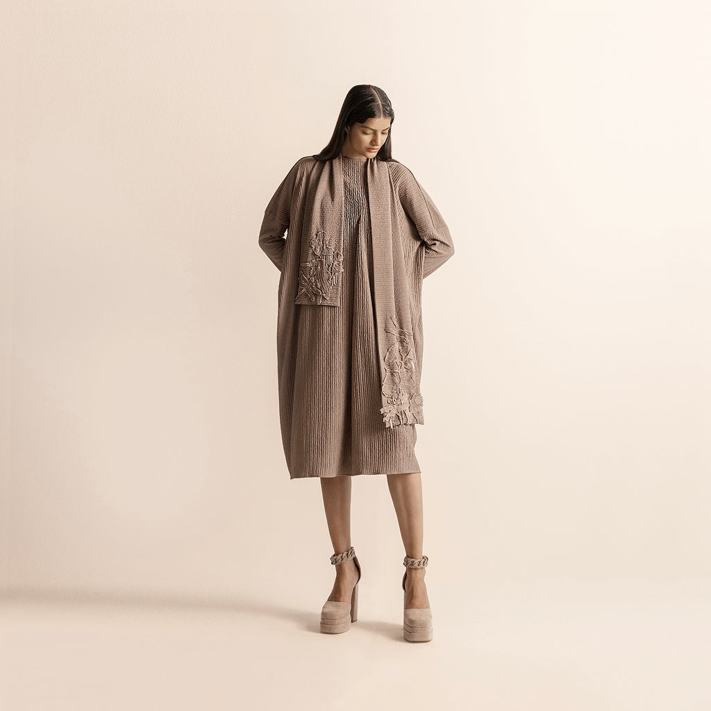NADRU KNIT DRAPED TUNIC WITH STOLE – Abhishek Sharma